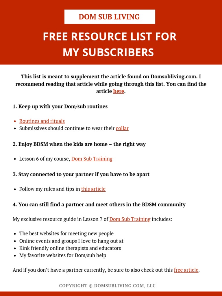 Dom Sub Livings Resource List | PDF | Dominance And Submission | Bdsm