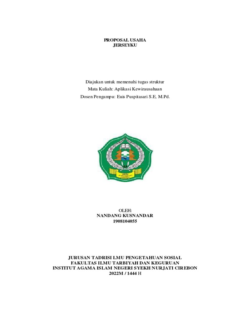 Proposal Usaha Jersey | PDF | Bisnis | Olahraga & Rekreasi