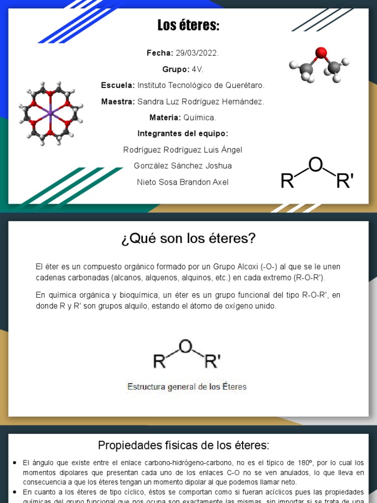 Los Éteres | PDF | Éter | Compuestos orgánicos