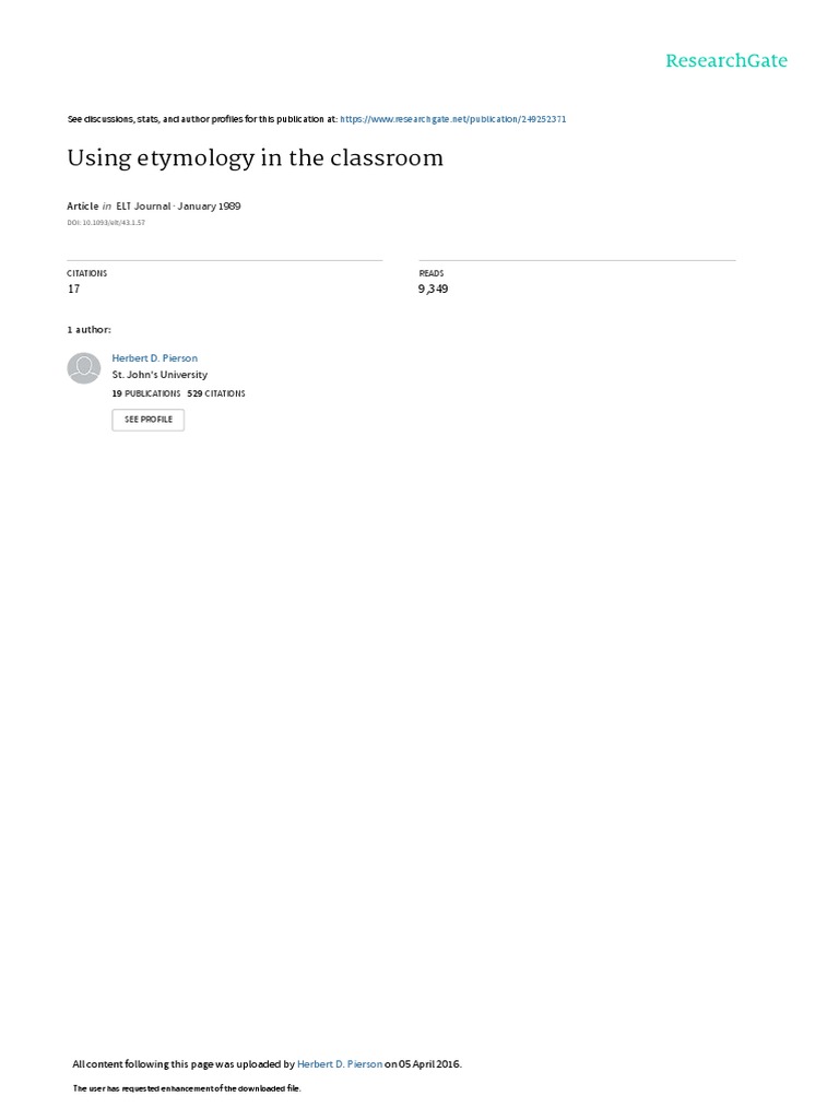 Using Etymology in The Classroom | PDF