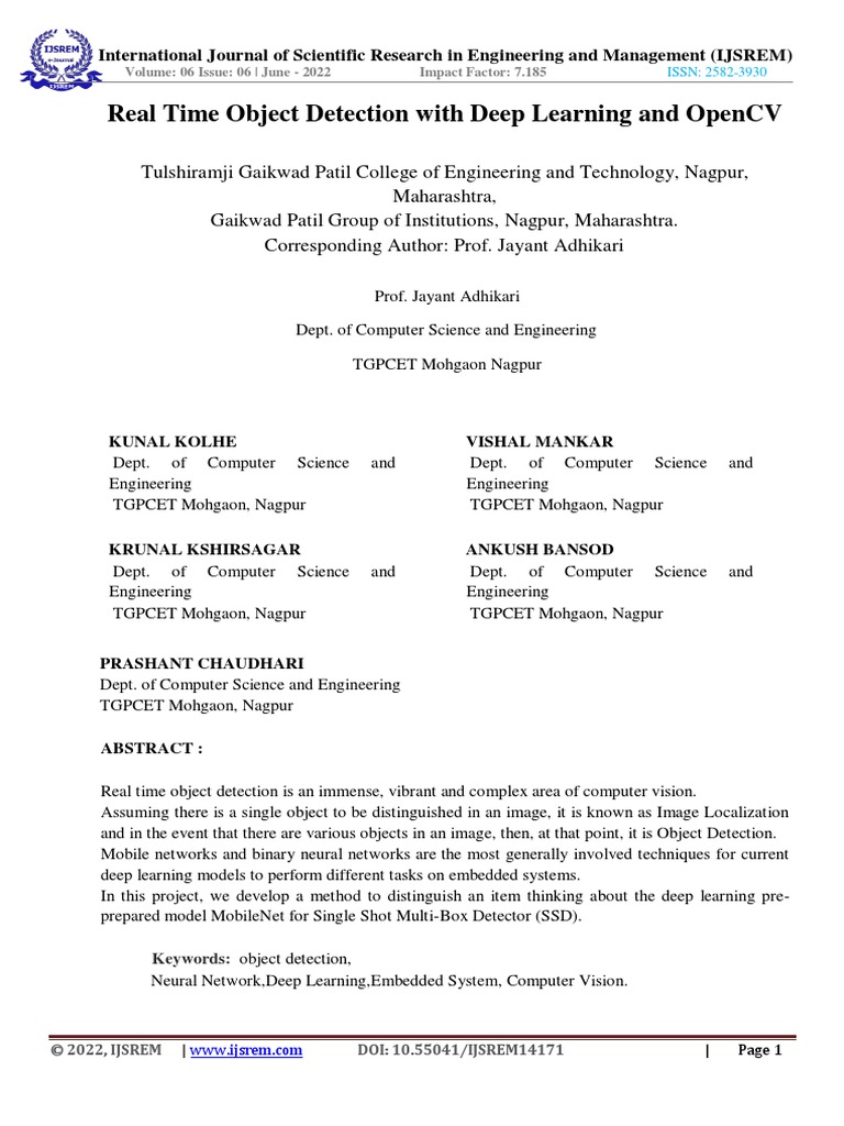 Real Time Object Detection With Deep Learning and OpenCV | PDF | Computers