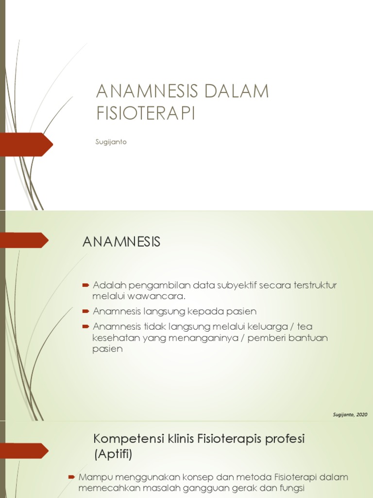 Anamnesis Dalam Fisioterapi | PDF | Pengembangan Diri | Kesehatan Holistik
