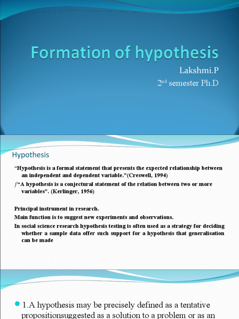 Formation of Hypothesis in Research | PDF | Hypothesis | Science