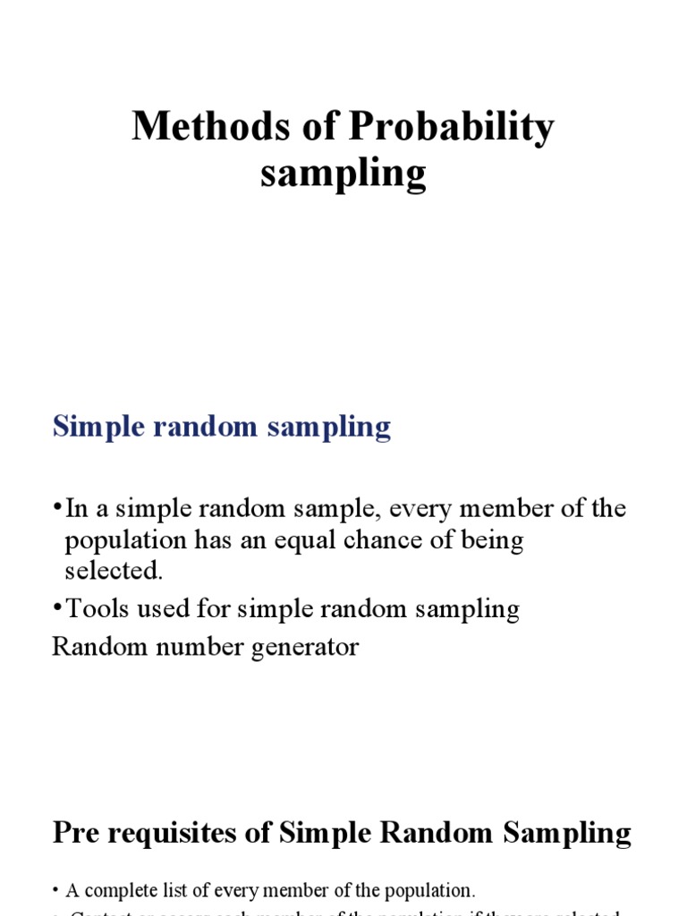 Methods of Probability Sampling | PDF | Sampling (Statistics ...