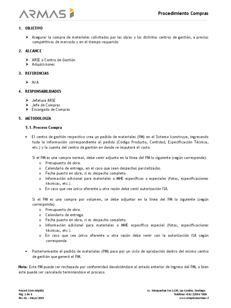 Procedimiento Compras Adquisiciones | PDF | Finanzas y dinero