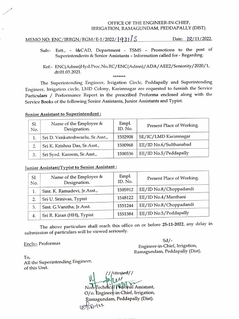 Promotion Memo for Irrigation Staff | PDF | Technology & Engineering