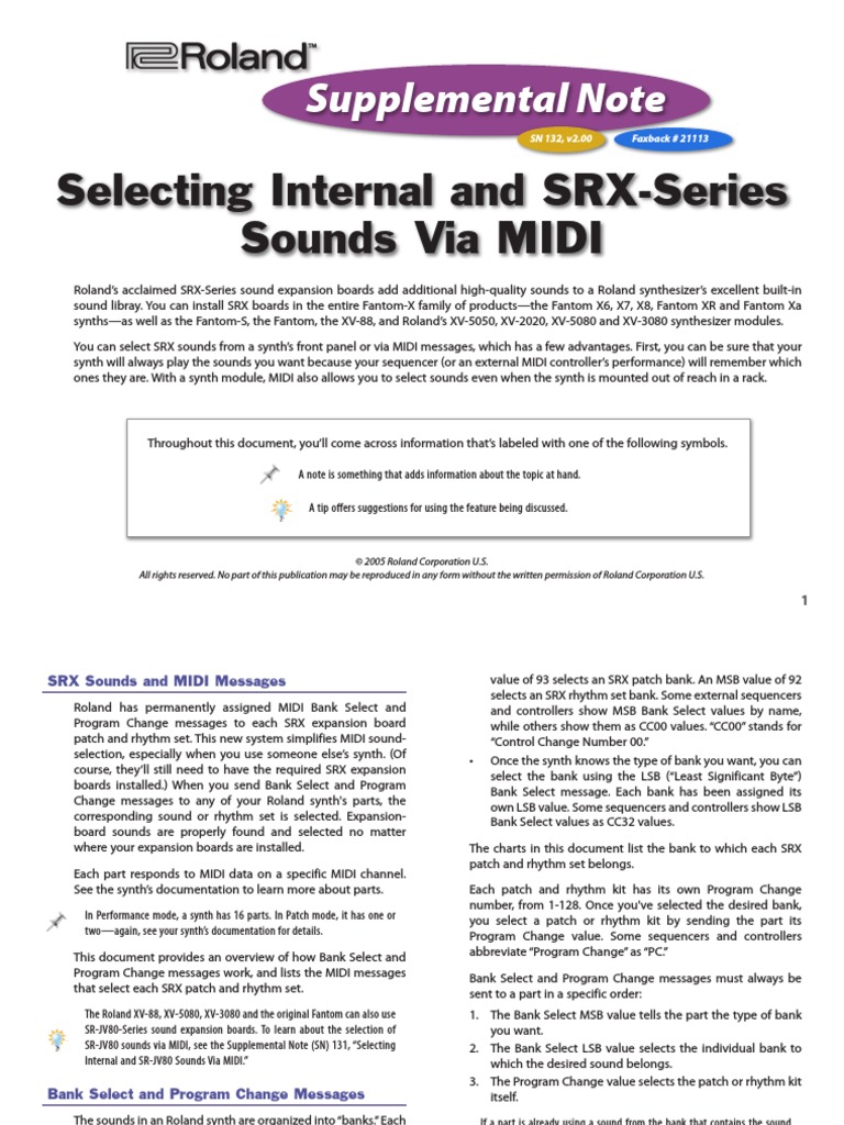 Selecting SRX Sounds 0105 | PDF