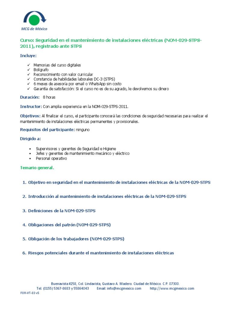 08SS-Nmex-curso Seguridad de Instalaciones Electricas Nom 029 Stps | PDF