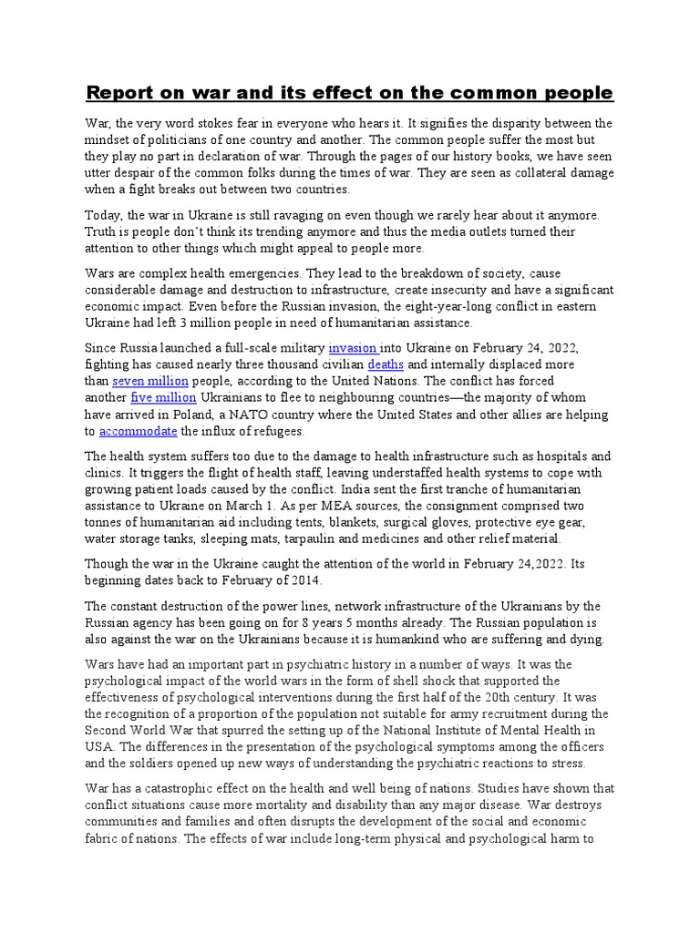 War and Its Effect On The Common People | PDF