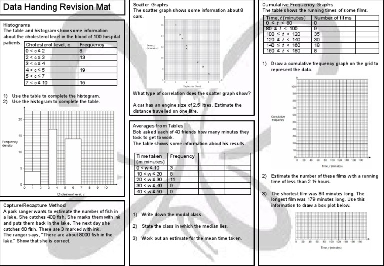H Data Handling Revision Mat | PDF | Statistics