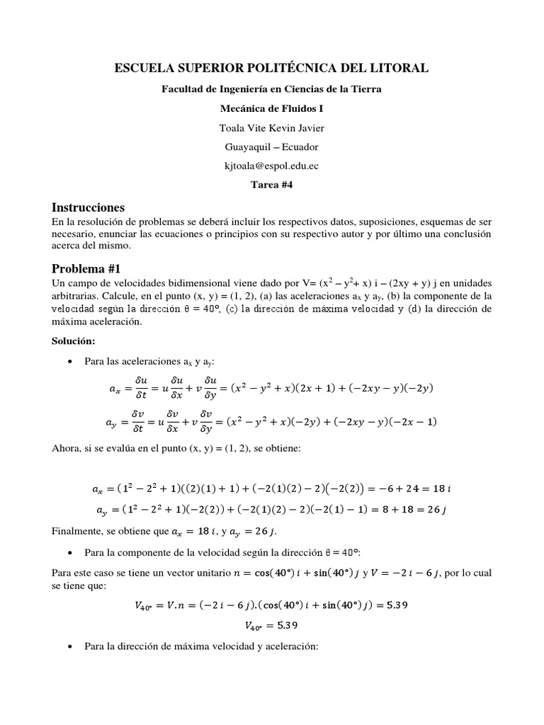 PDF Ejercicios Resueltos de Campo de Velocidad - Compress | PDF