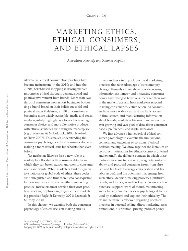 Marketing Ethics, Ethical Consumers, and Ethical Lapses | PDF ...