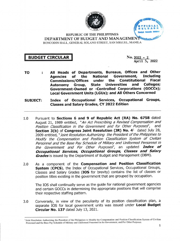 Budget Circular No 2022 2 Dated April 5 2022 | PDF | Philippines ...