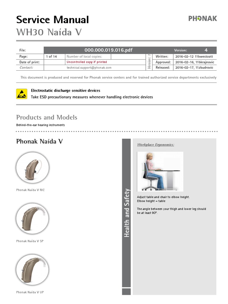 Phonak Naída V Service Manual | PDF | Electrostatic Discharge | Microphone
