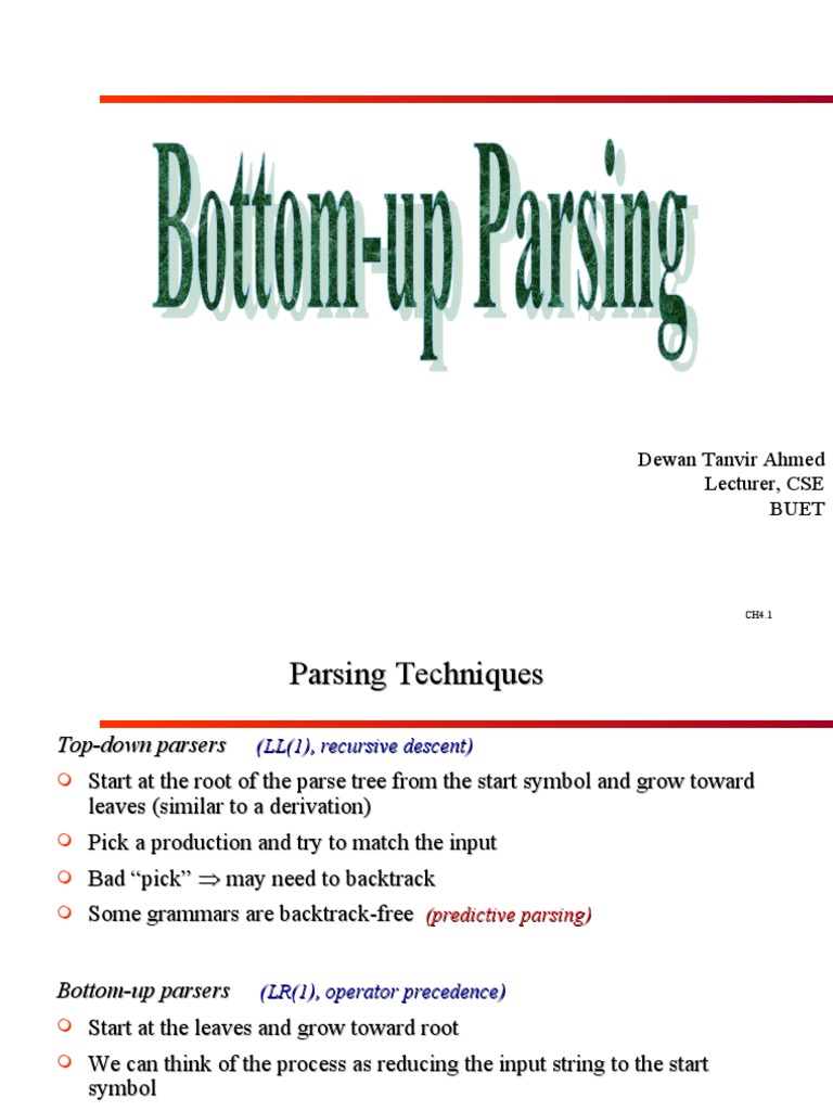 Bottom Up Parsing | PDF Bottom Up Parsing | PDF