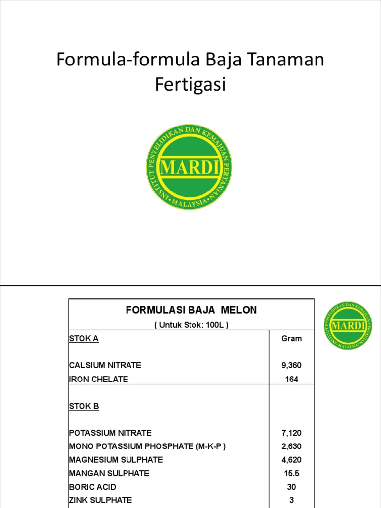 Formulasi Baja Tanaman Fertigasi (2022) | PDF