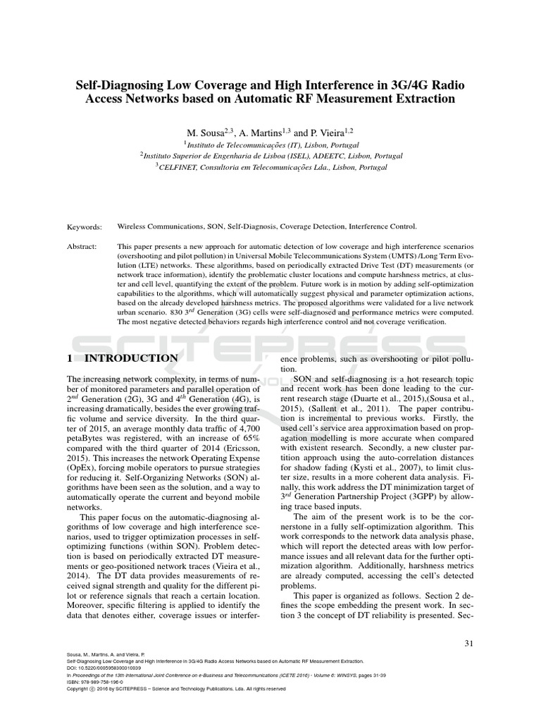 Self-Diagnosing Low Coverage and High Interference in 3G/4G Radio ...