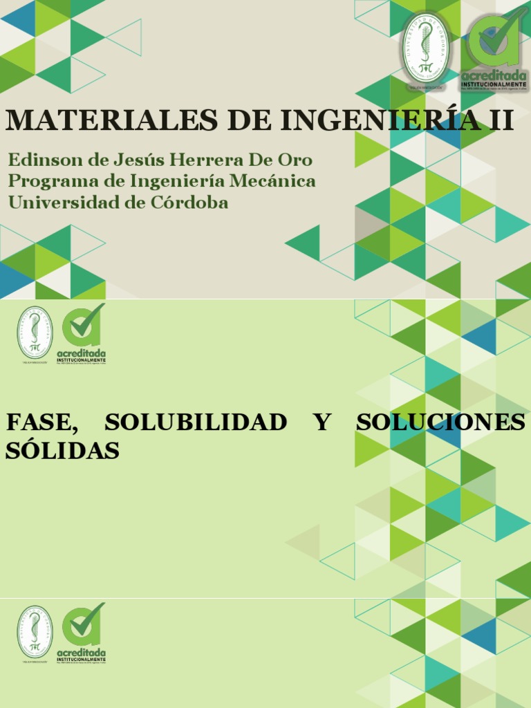 Fases, solubilidad y soluciones sólidas en materiales de ingeniería | PDF | Solubilidad | Mezcla