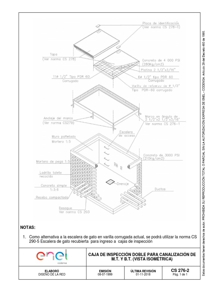 Cs 276-2 Caja de Inspección Doble para Canalización de M.T. y B.T. (Vista Isométrica ...