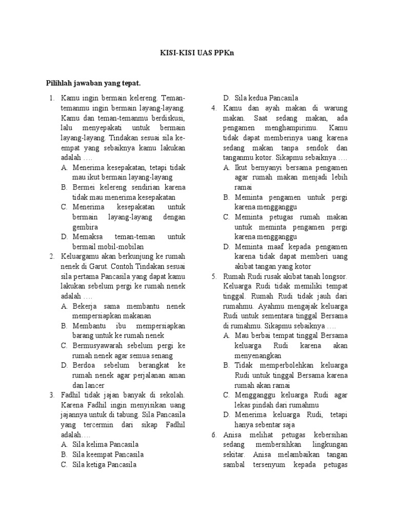 Latihan Soal PPKN Kelas 4 | PDF