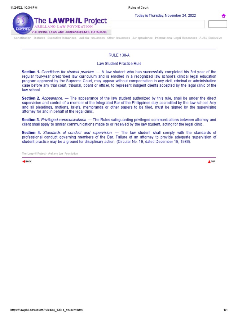 Law Student Practice Rule 138-A Overview | PDF | Finance & Money ...