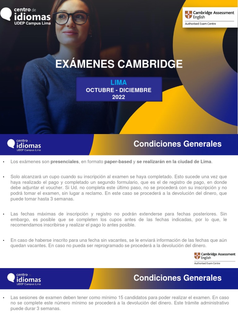 EXÁMENES CAMBRIDGE TKT - Información GENERAL 2022-II-Ver 24-10 | PDF