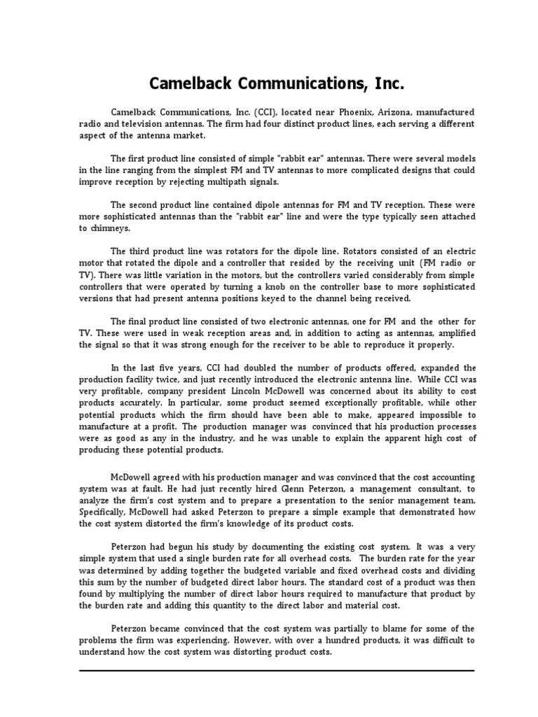 Camel Back Communication - Unit 5 | PDF | Antenna (Radio) | Cost