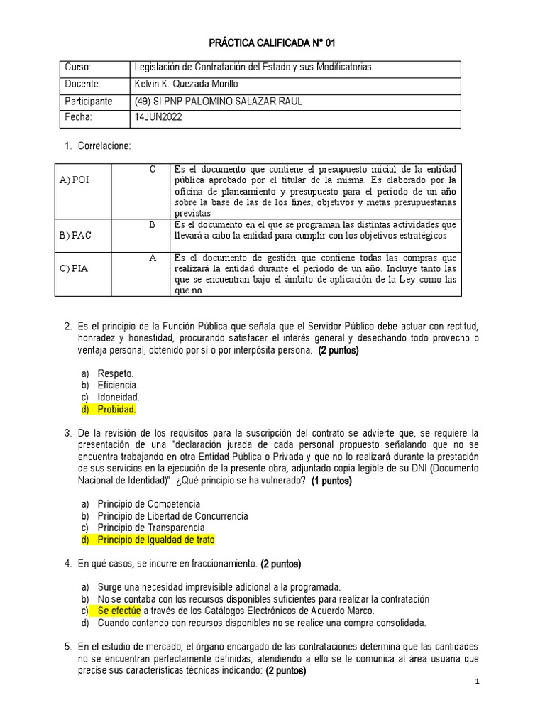 Practica Calificada 01 | Descargar gratis PDF | Presupuesto