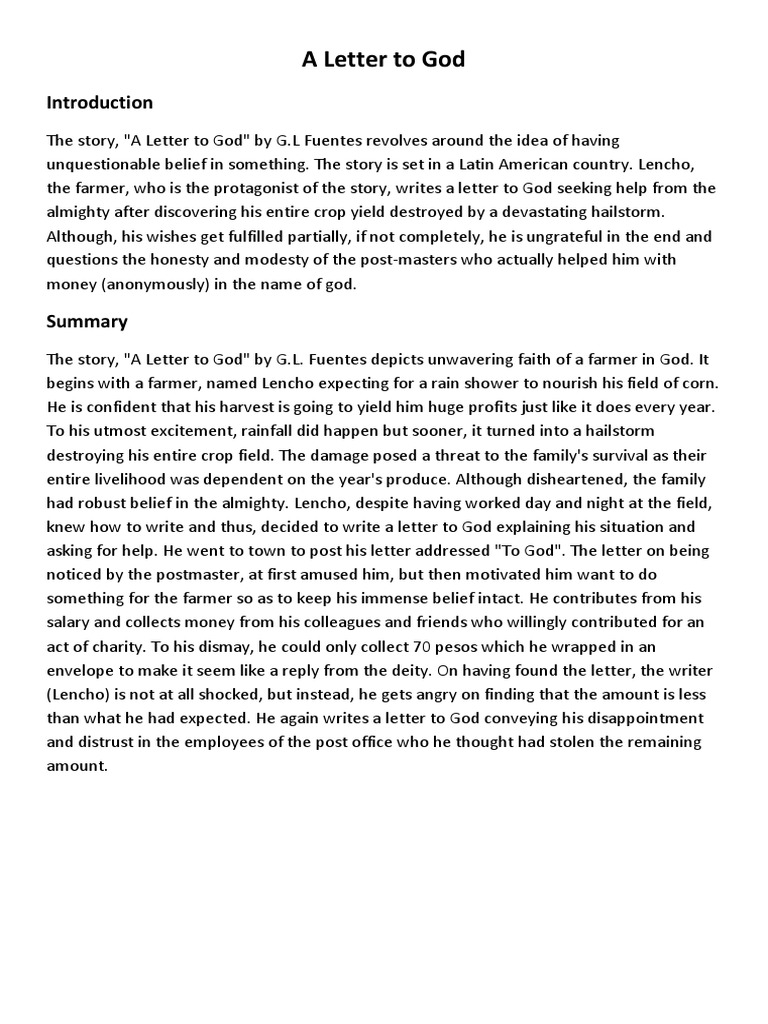 A Letter To God | PDF