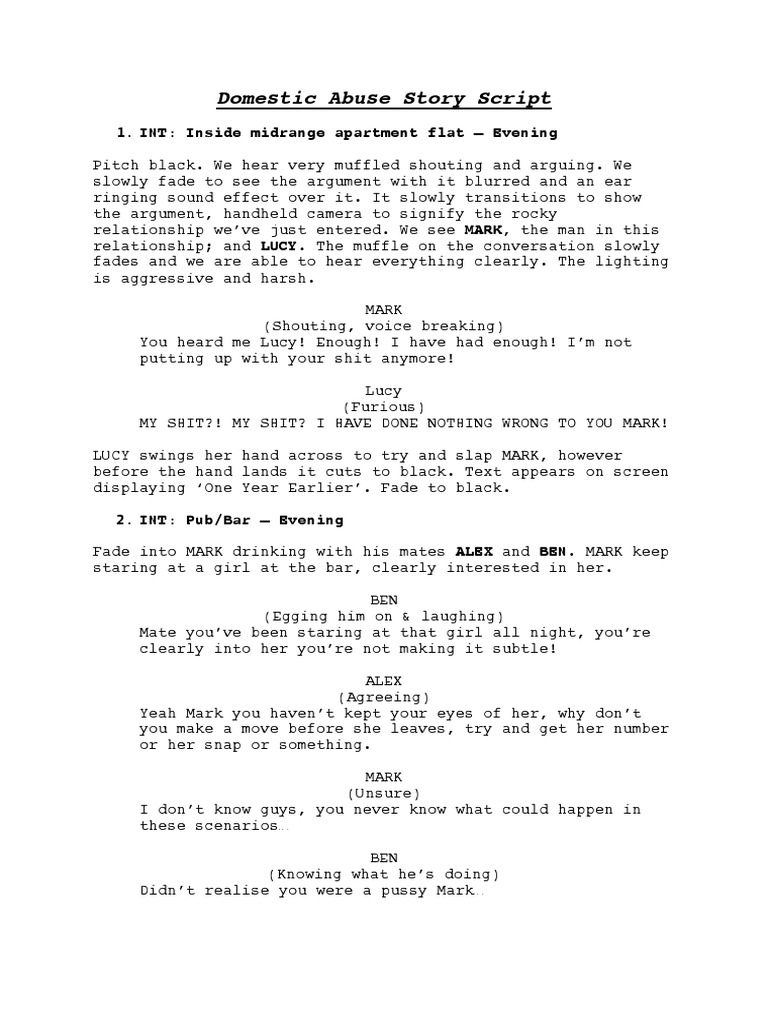 Domestic Abuse Story Script As PDF | PDF