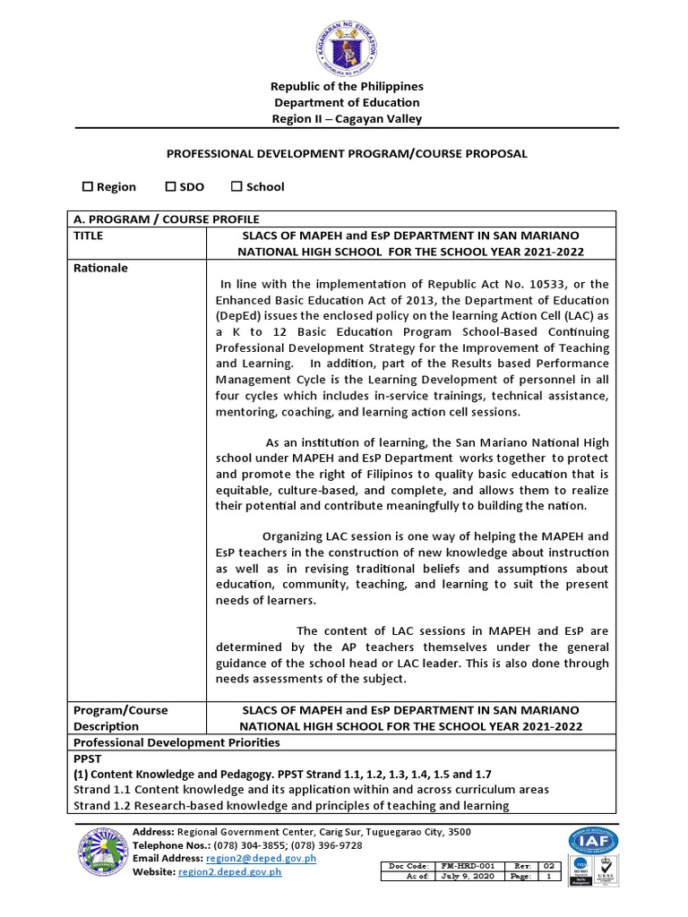 MTs Land D COURSE PROPOSAL ANN | PDF | Teaching Method | Learning