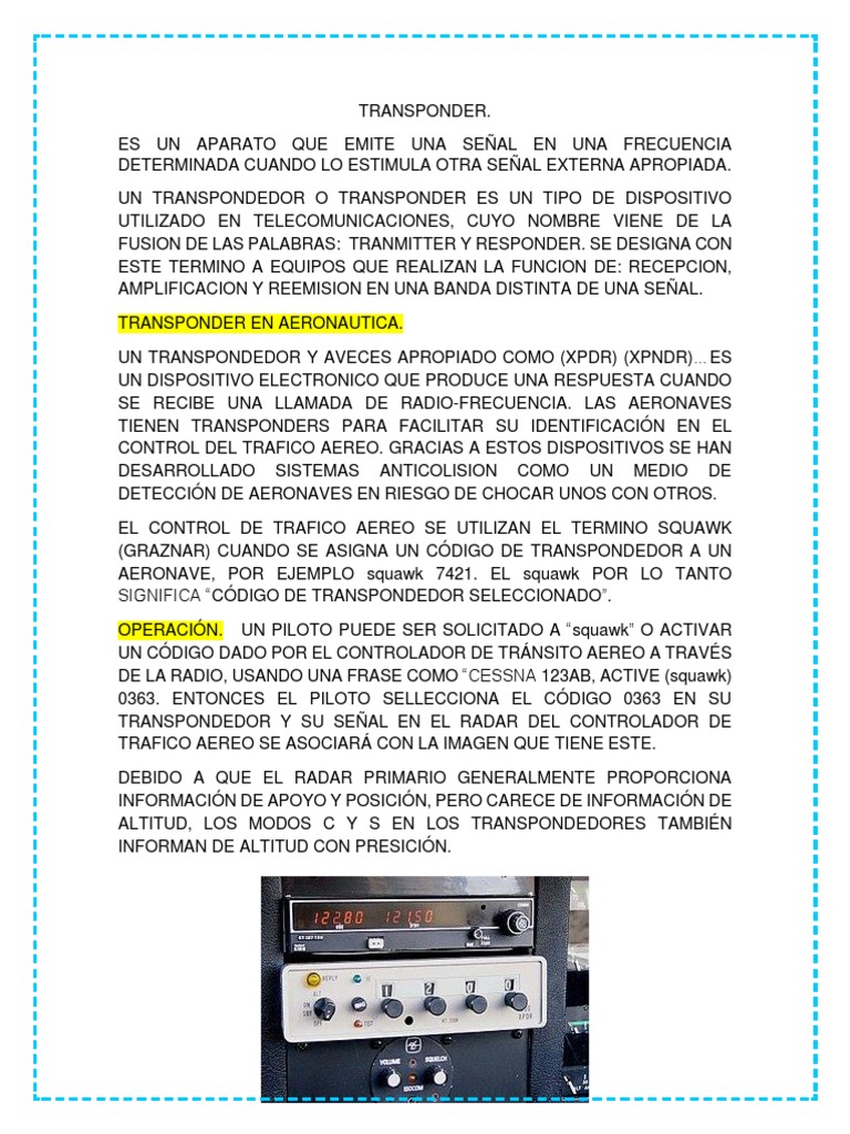 TRANSPONDER | PDF | Transpondedor (Aeronáutica) | Informática