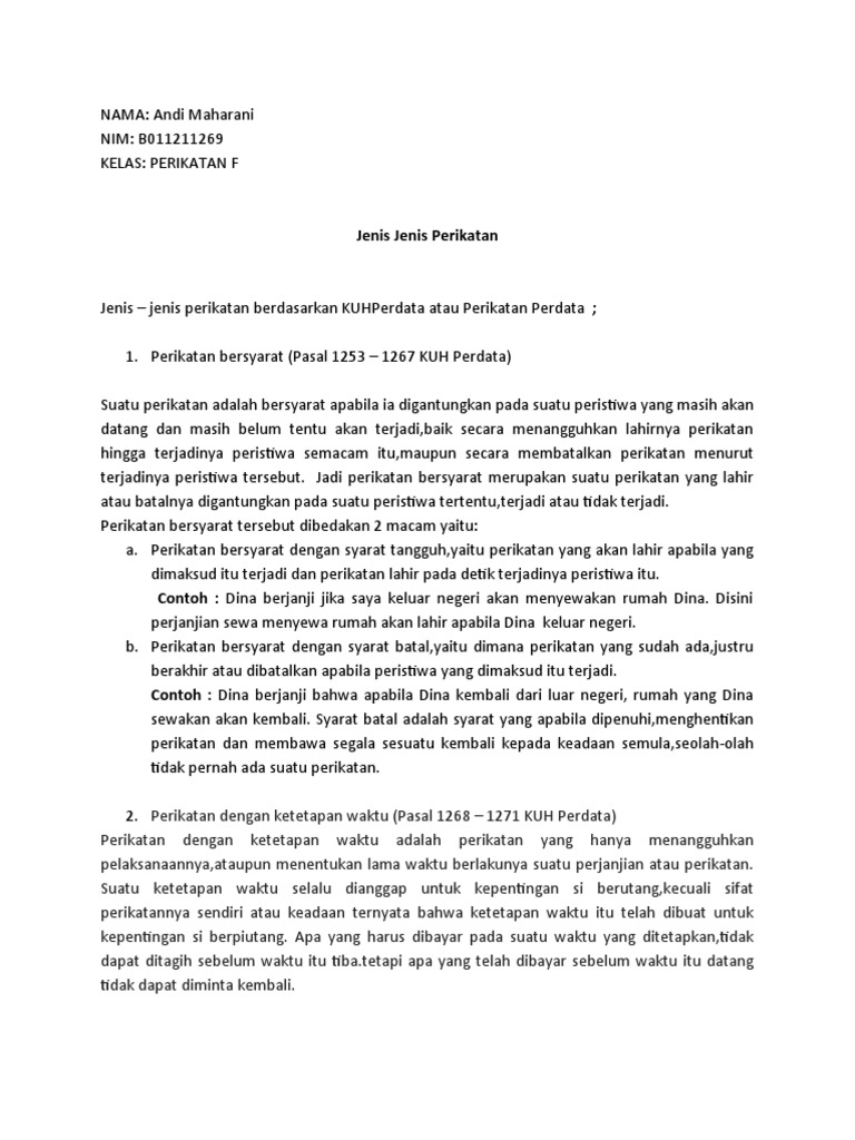 Jenis Perikatan | PDF