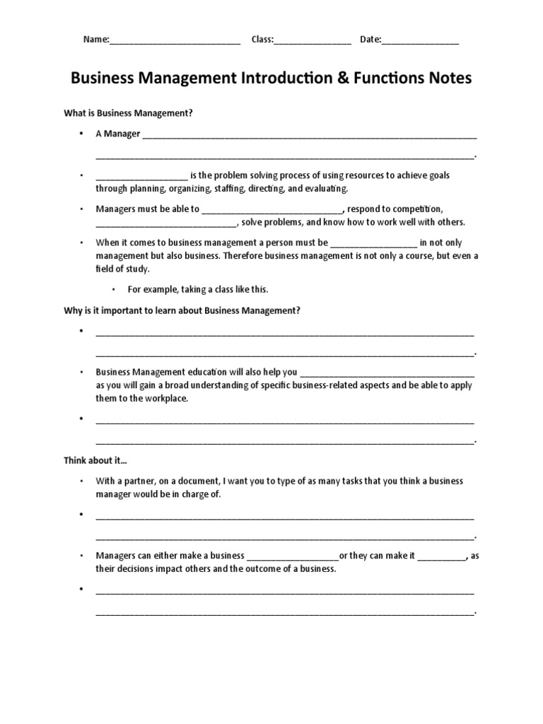 Notes-Business Management Introduction | PDF | Goal | Decision Making