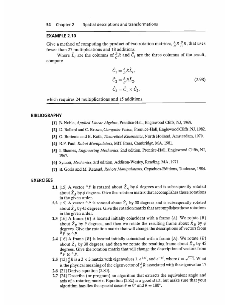 KTRB - Chapter 2 - Spatial Descriptions and Transformations Ex | PDF