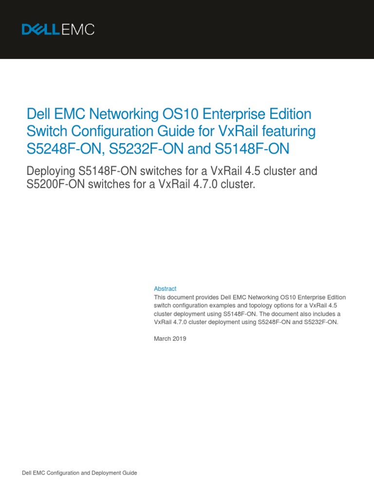 Dell Emc Networking Os10 Enterprise Edition Switch Configuration Guide For Vxrail Featuring ...