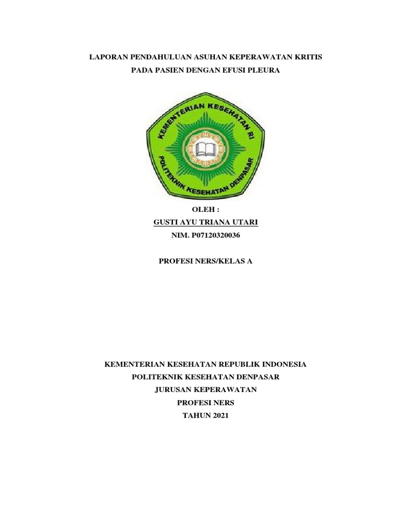 Asuhan Keperawatan Efusi Pleura | PDF | Kesehatan Holistik | Sains ...