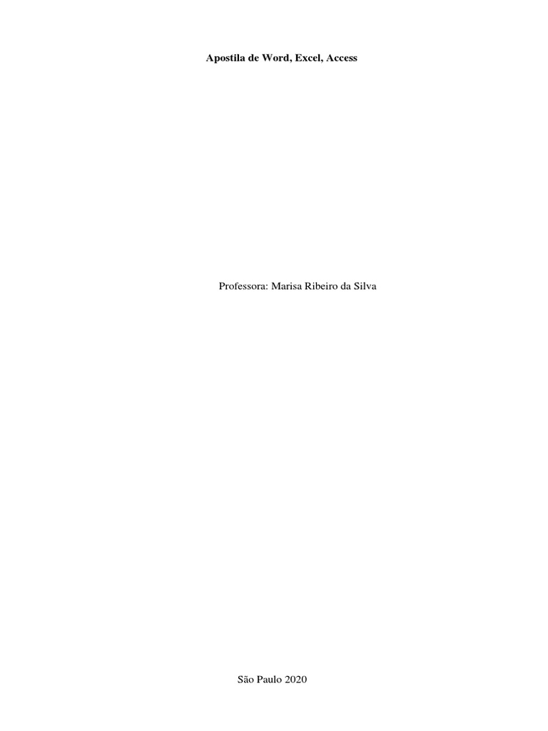 Apostila De Word Excel Access Pdf