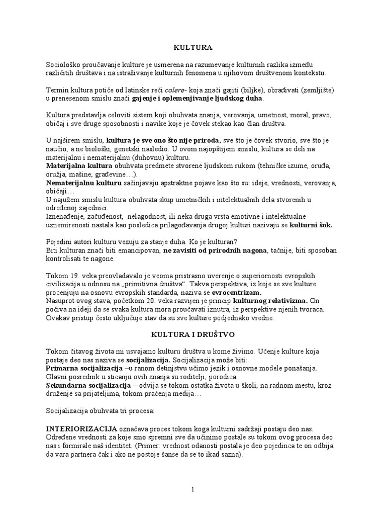 Kultura I Vrste Kulture | PDF