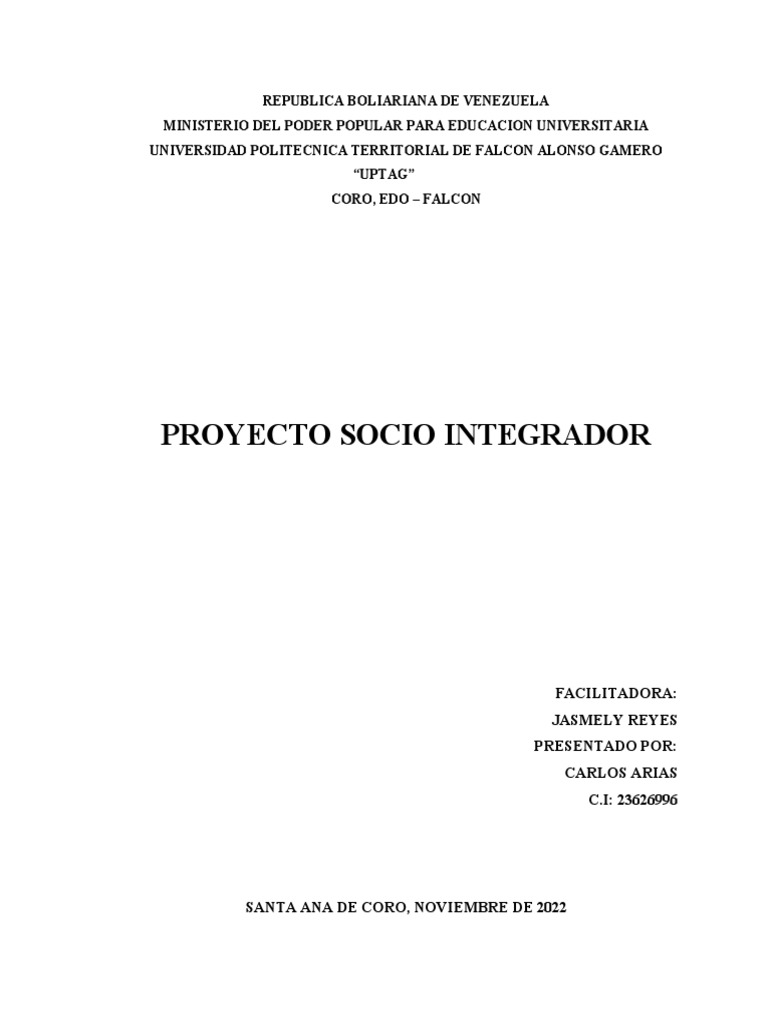 Definición de Proyecto Socio Integrador | PDF | Economias