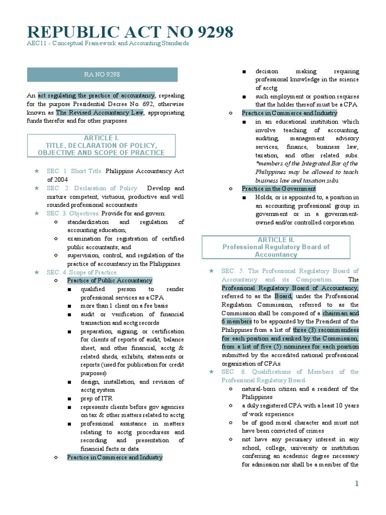 Cfas Notes Ra 9298 | PDF | Certified Public Accountant | Accountant