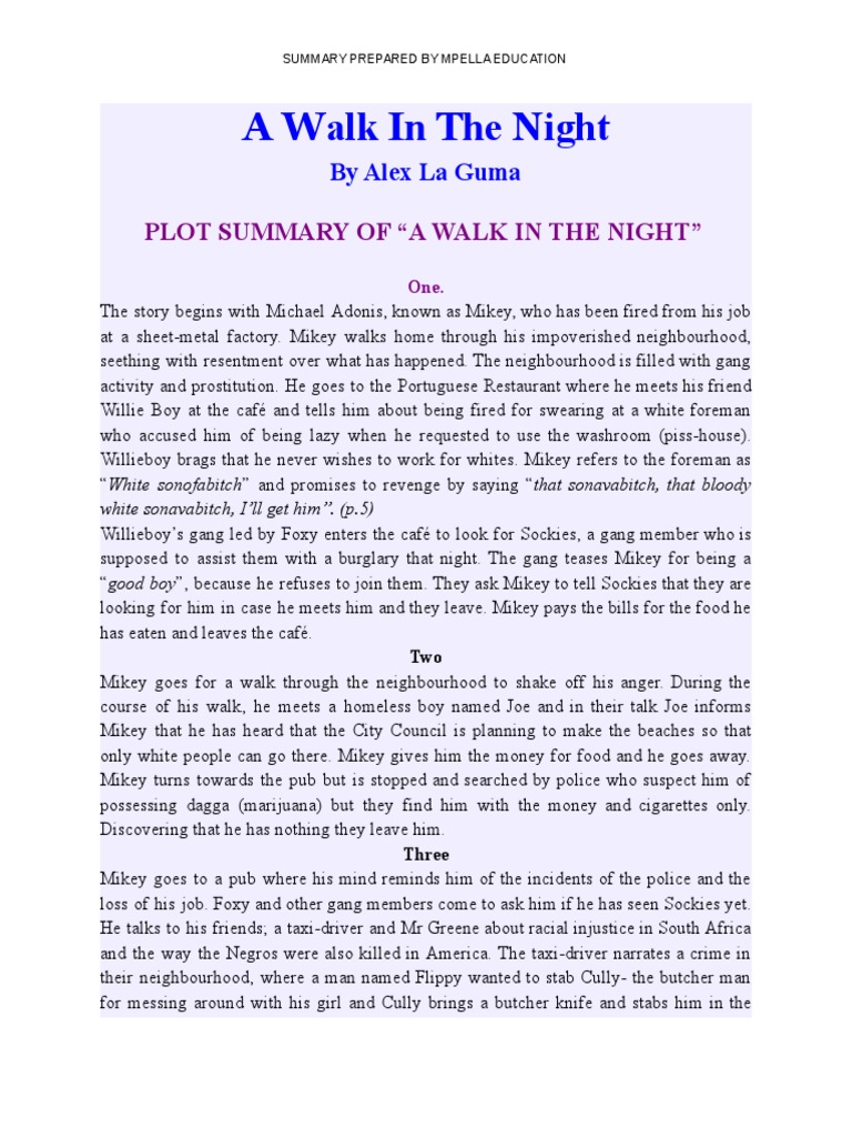 A Walk in The Night | PDF | Narration | Apartheid