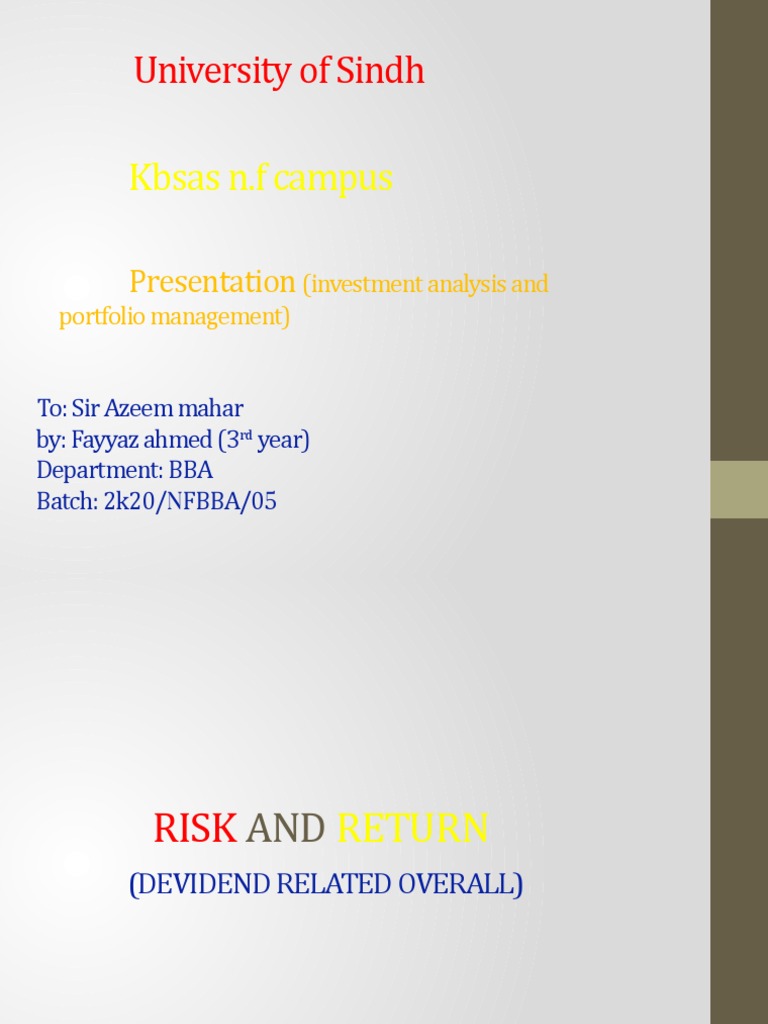 Presentation On Risk and Return | PDF