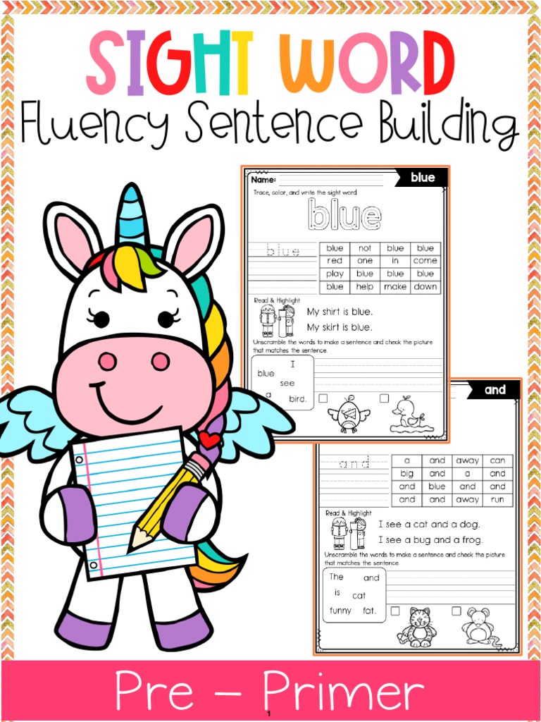 1 - Sight Word Fluency Sentence Scramble Pre-Primer | PDF