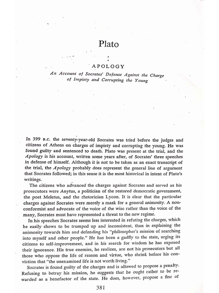 Plato's Apology TEXT | PDF