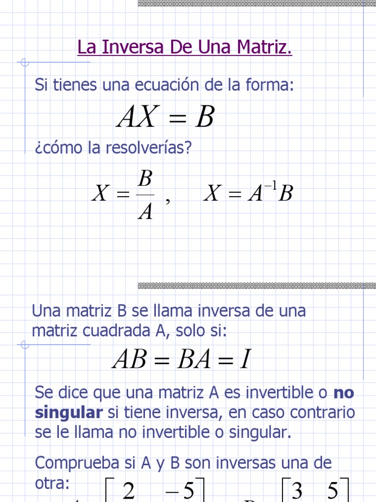 La Inversa de Una Matriz | PDF | Matriz (Matemáticas) | Objetos matemáticos