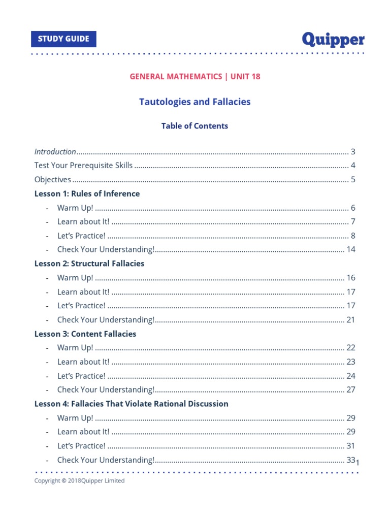 Tautology and Fallacy | PDF