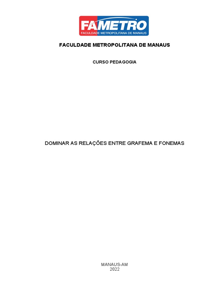 Capa de Trabalho Fametro | PDF