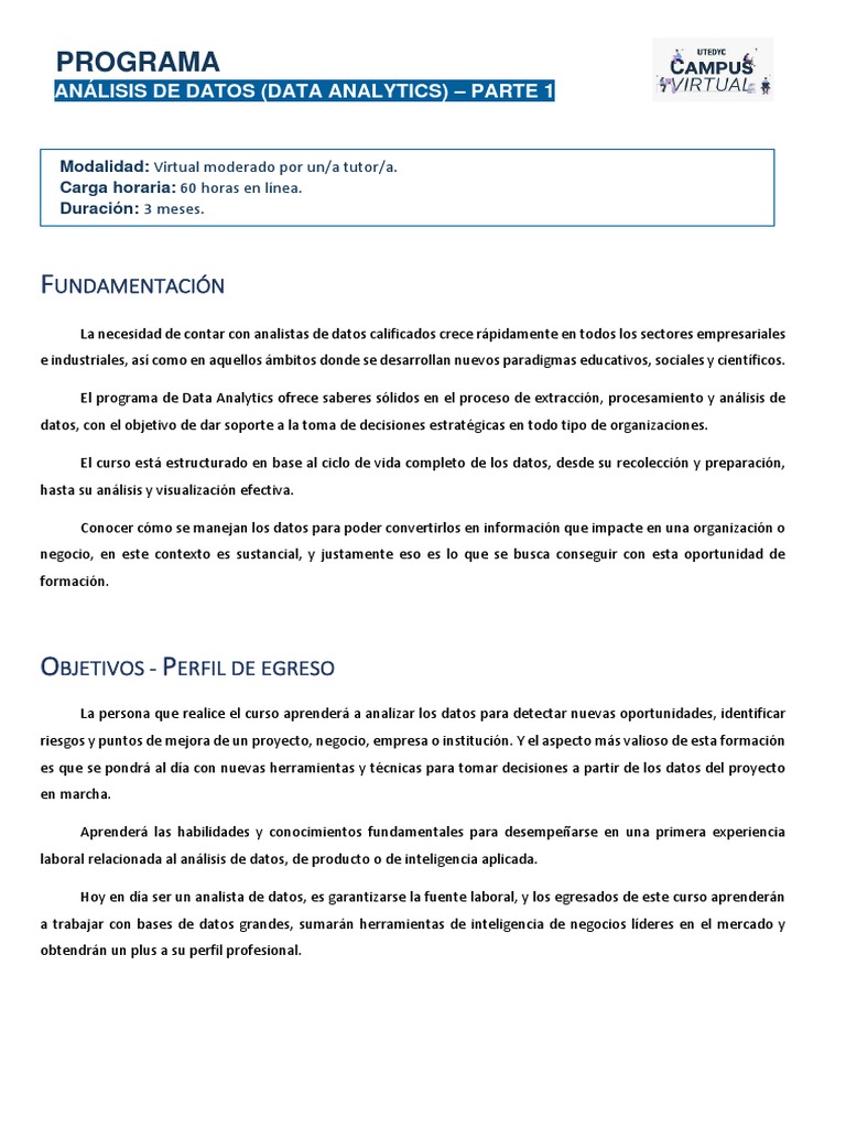 Programa Data Analytics - Parte 1 | PDF