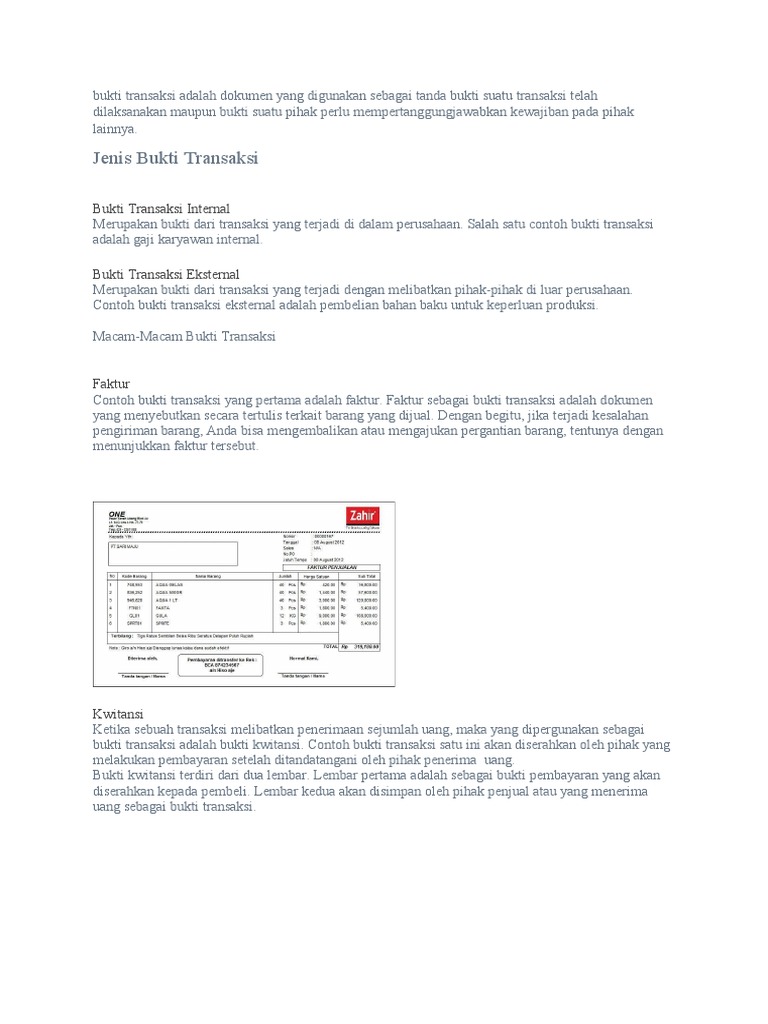 Jenis dan Fungsi Bukti Transaksi | PDF